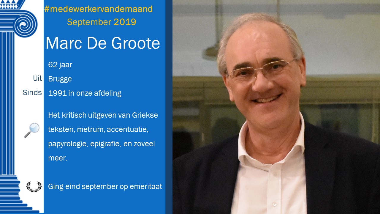 Medewerker van de maand (september 2019): Marc De Groote – Grieks